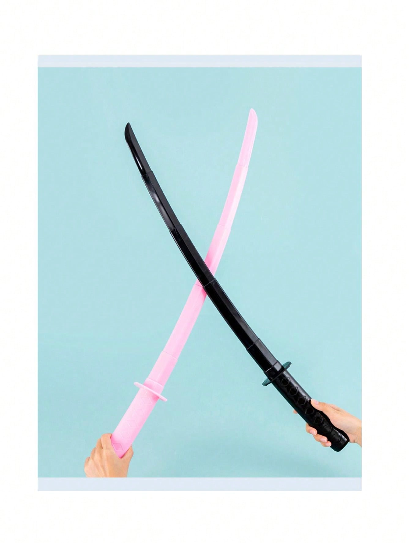1pc Plastic Extendable Samurai Sword With 3d Print Gravity Design Pink