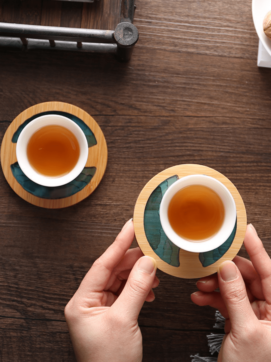 Creative Epoxy Resin Transparent Bamboo Round Tea Cup Pad, Coaster ...