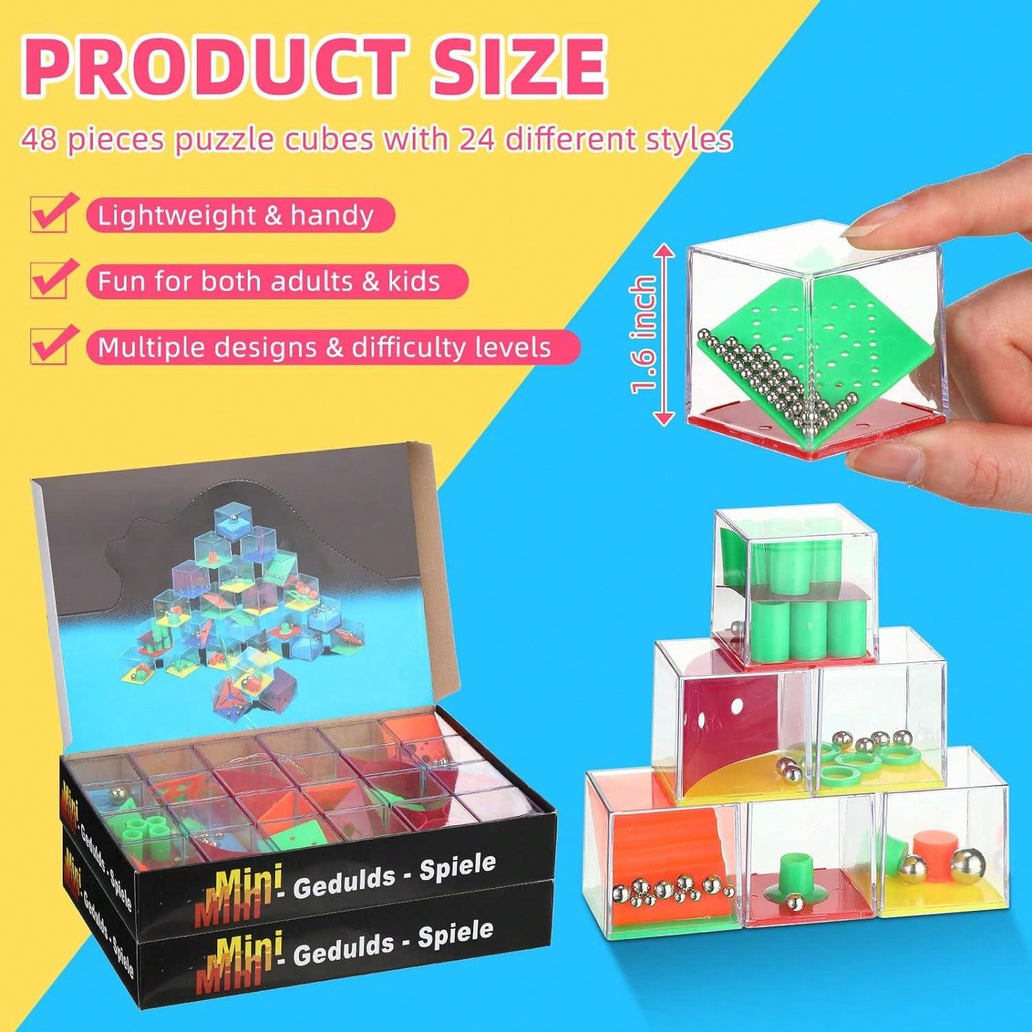 24pcs Mini 3d Maze Puzzle Game Toy, Handheld Steel Ball Bearing ...