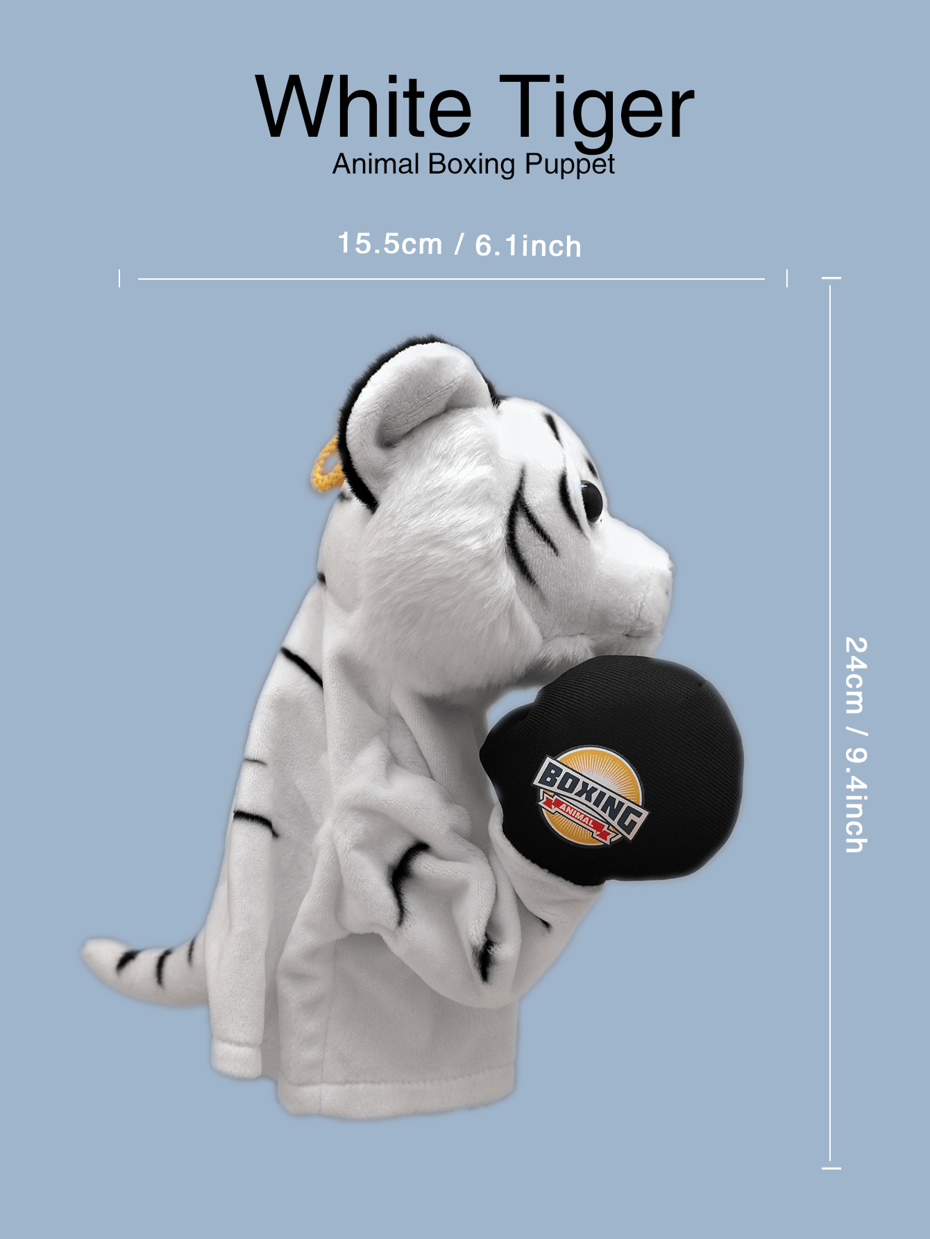 1pc Plush White Tiger Boxing Puppet With Voice - Party Game - Role Play ...