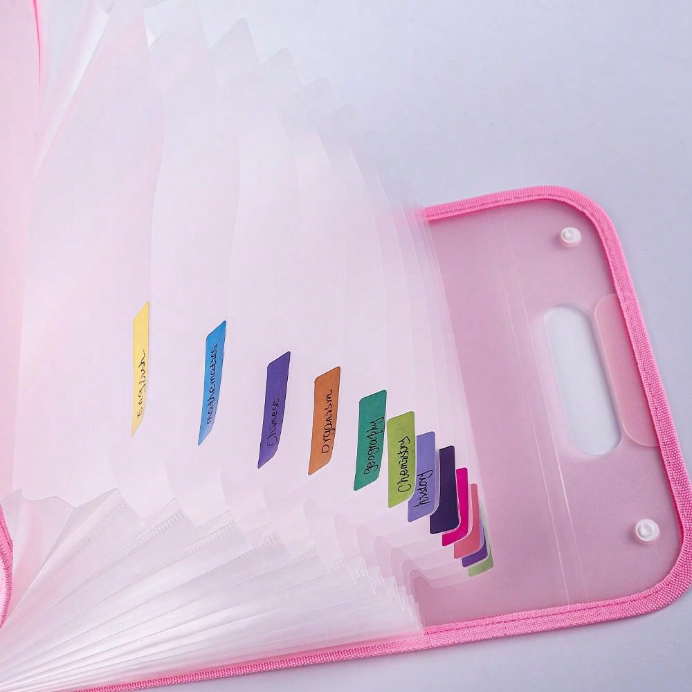 1pc, Portable Vertical 13-Compartment Document Bag, Semi-Transparent ...