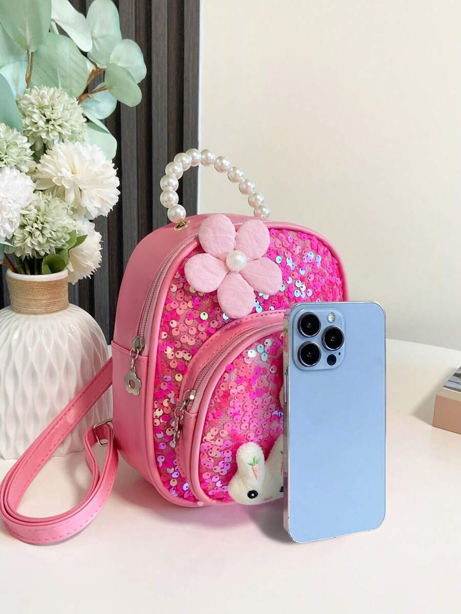 New children's sequined Spliced backpack versatile Kindergarten Large ...