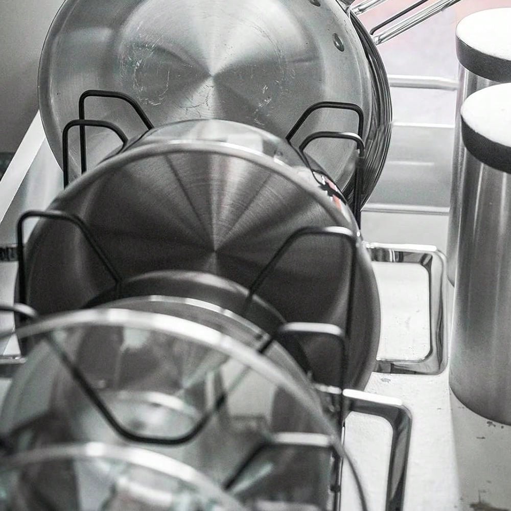 1pc kitchen storage rack retractable pan cover frying pan storage ...