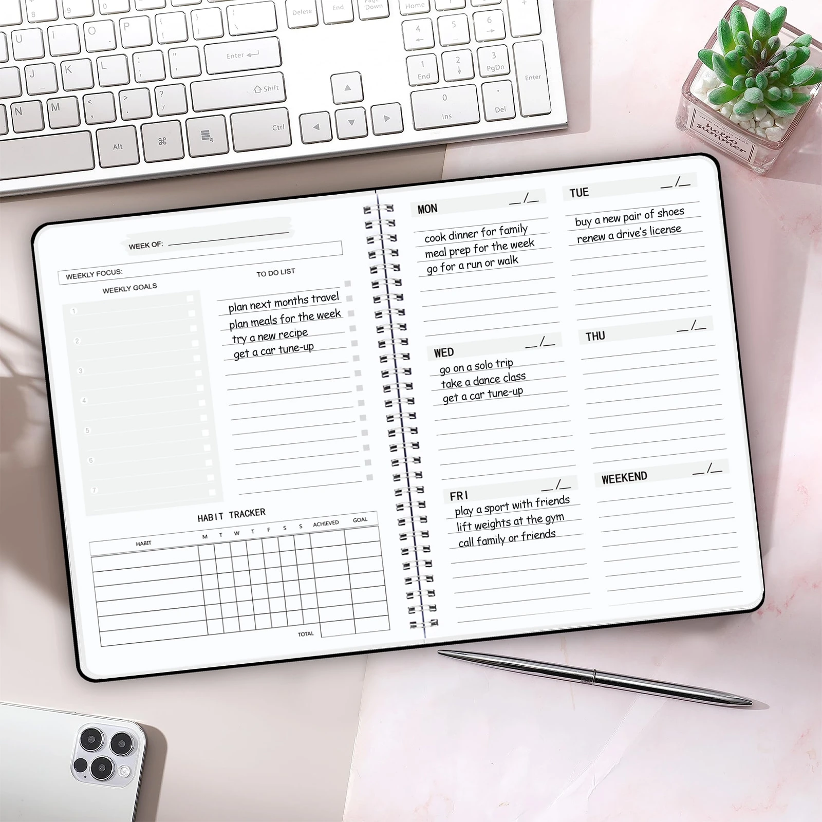 Trees weekly planner notebook undated to do list plan agenda organize ...