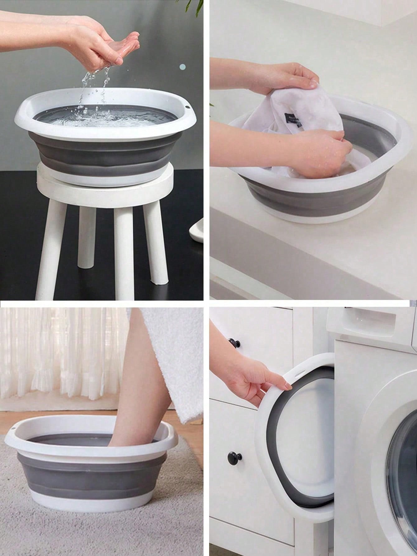 3PC portable wash basin silica gel folding foot wash basin multi ...