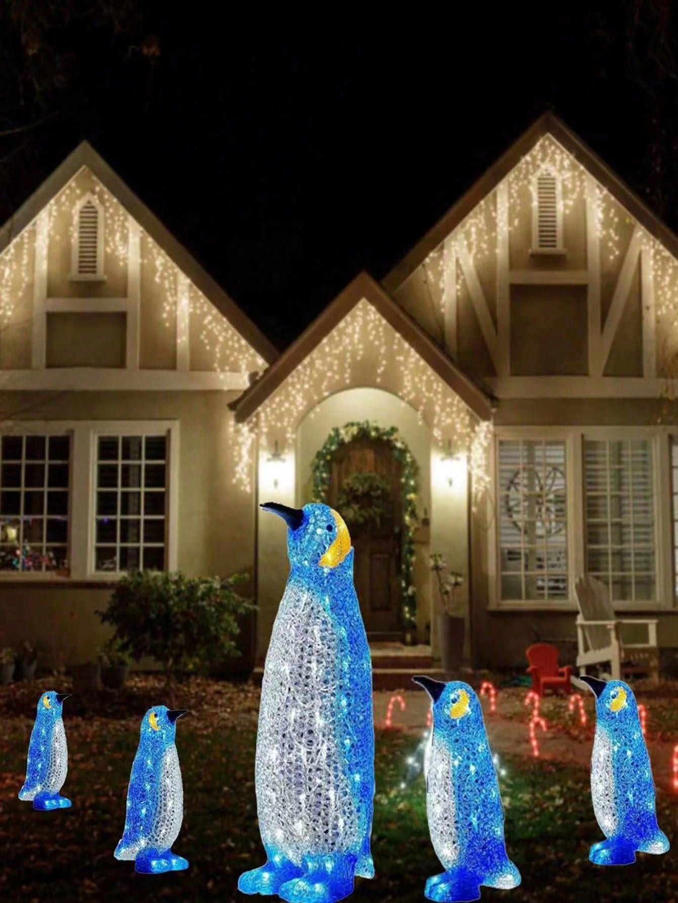 3pcs Led Lighted Christmas Penguin Outdoor Yard Stake, With Mini ...