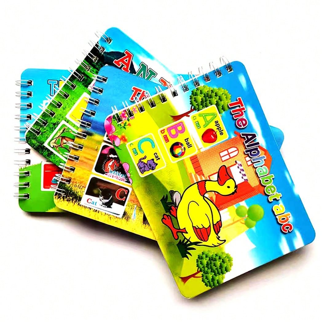 1 Book 16pcs Coil Cards Visual English Word Card Montessori Learning ...