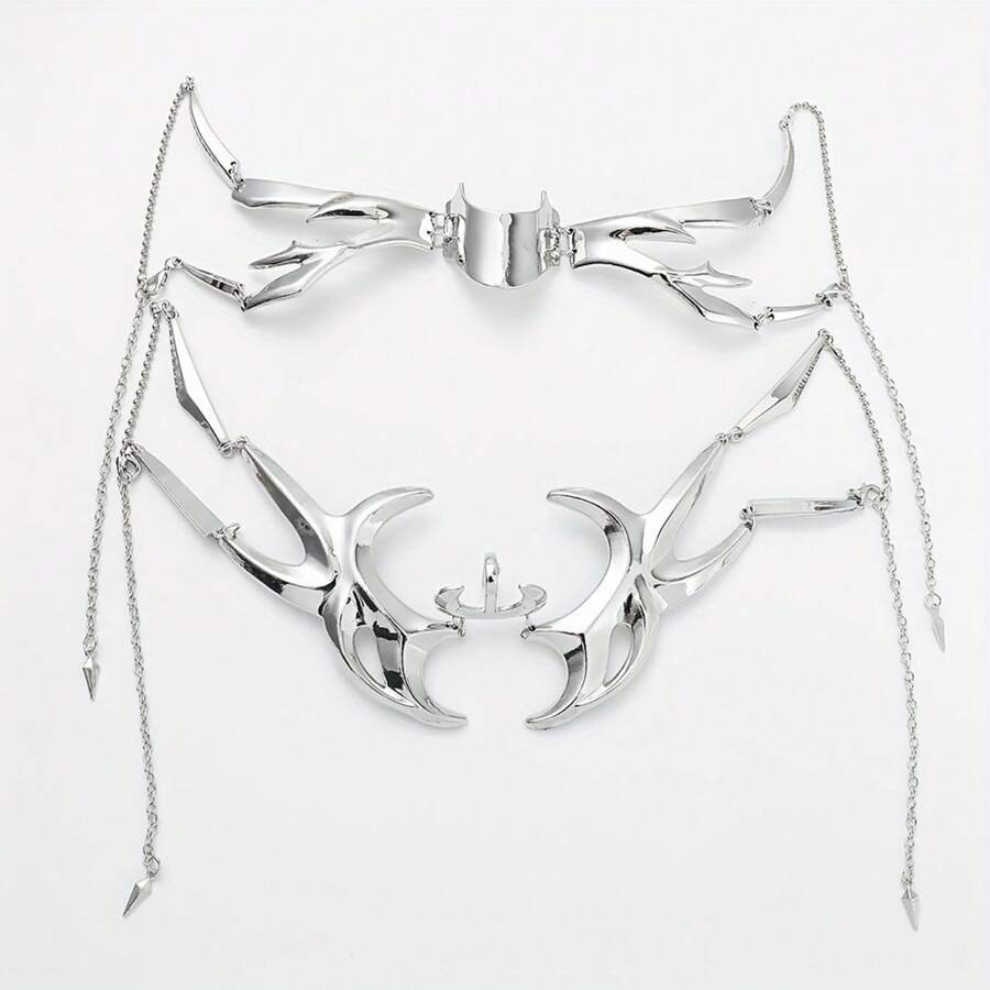 2pcs Halloween Nose Chin Cover Men's Face Alloy Decorations Party ...