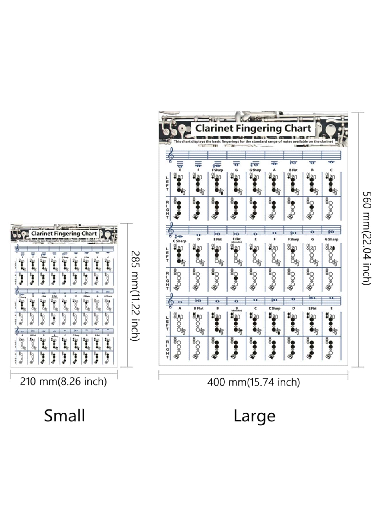 1pc Clarinet Chord Chart, Clarinet Finger Chart And Exercises For ...