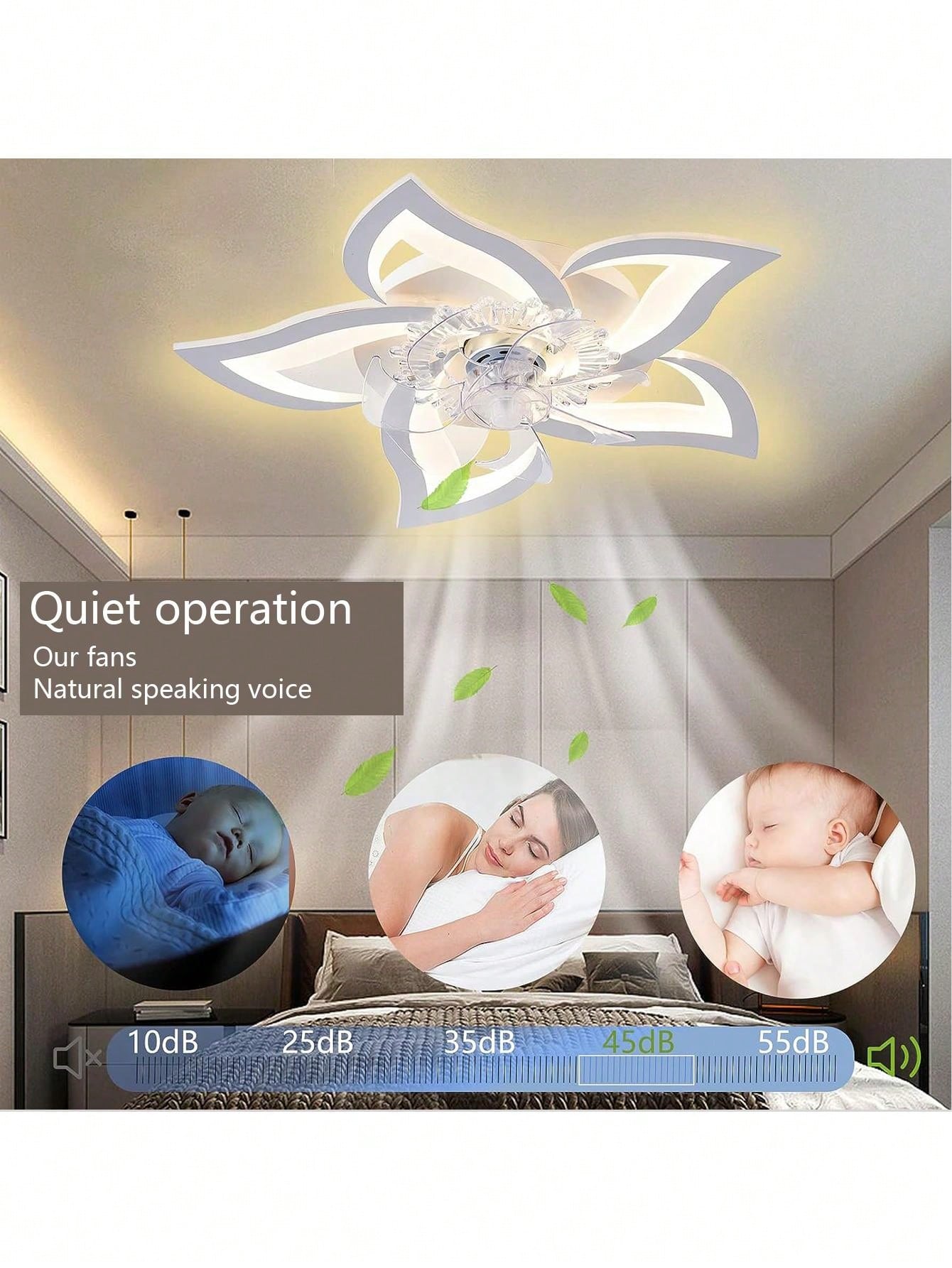 A modern white LED dimmable acrylic ceiling fan light (with lighting ...