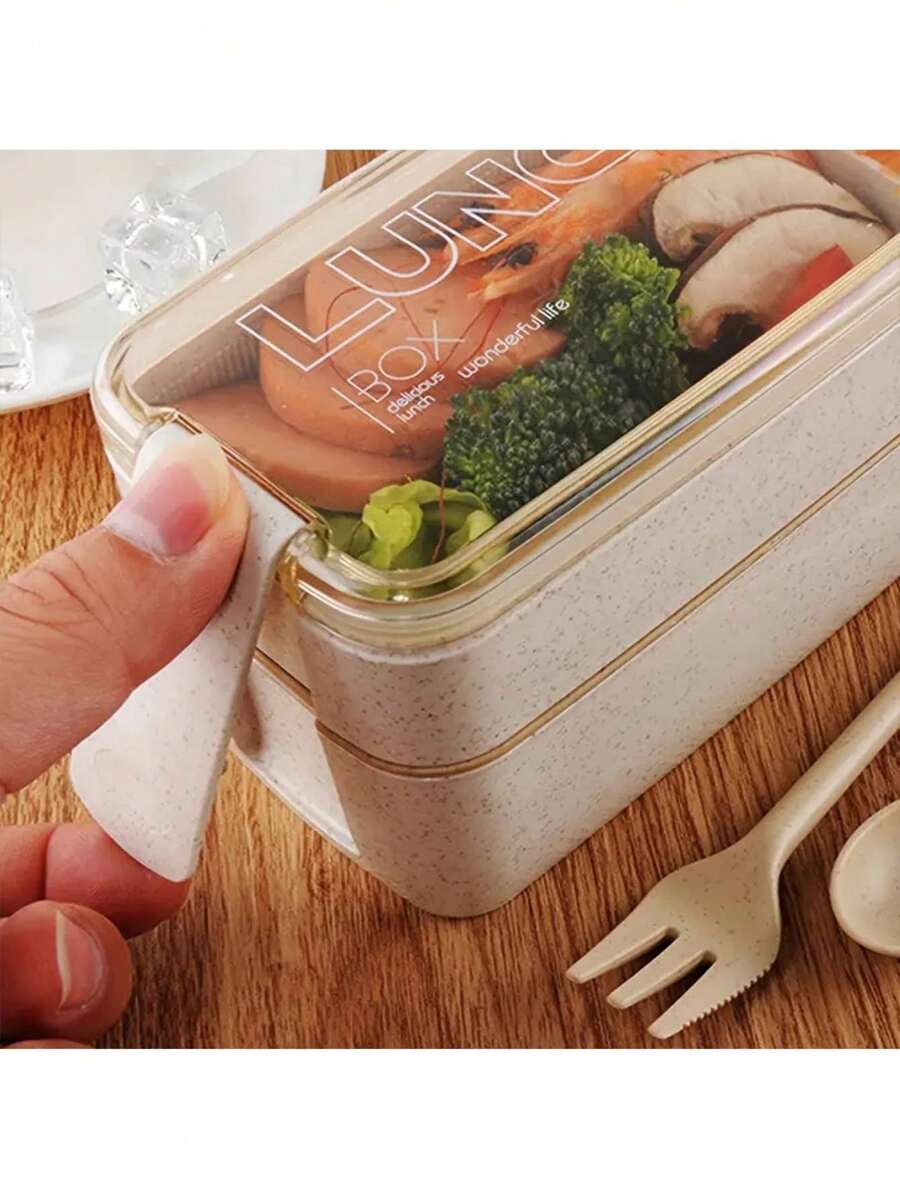 1 Set Bento Box Set, 3 Compartments Container, Adult Lunch Box With ...