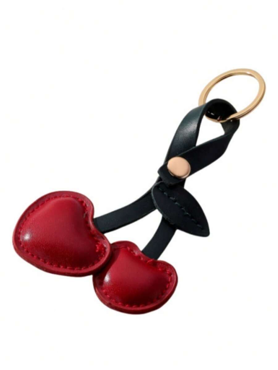 1pc Ladies' New Creative Leather Cherry Keychain Best Friends Gift Bag ...