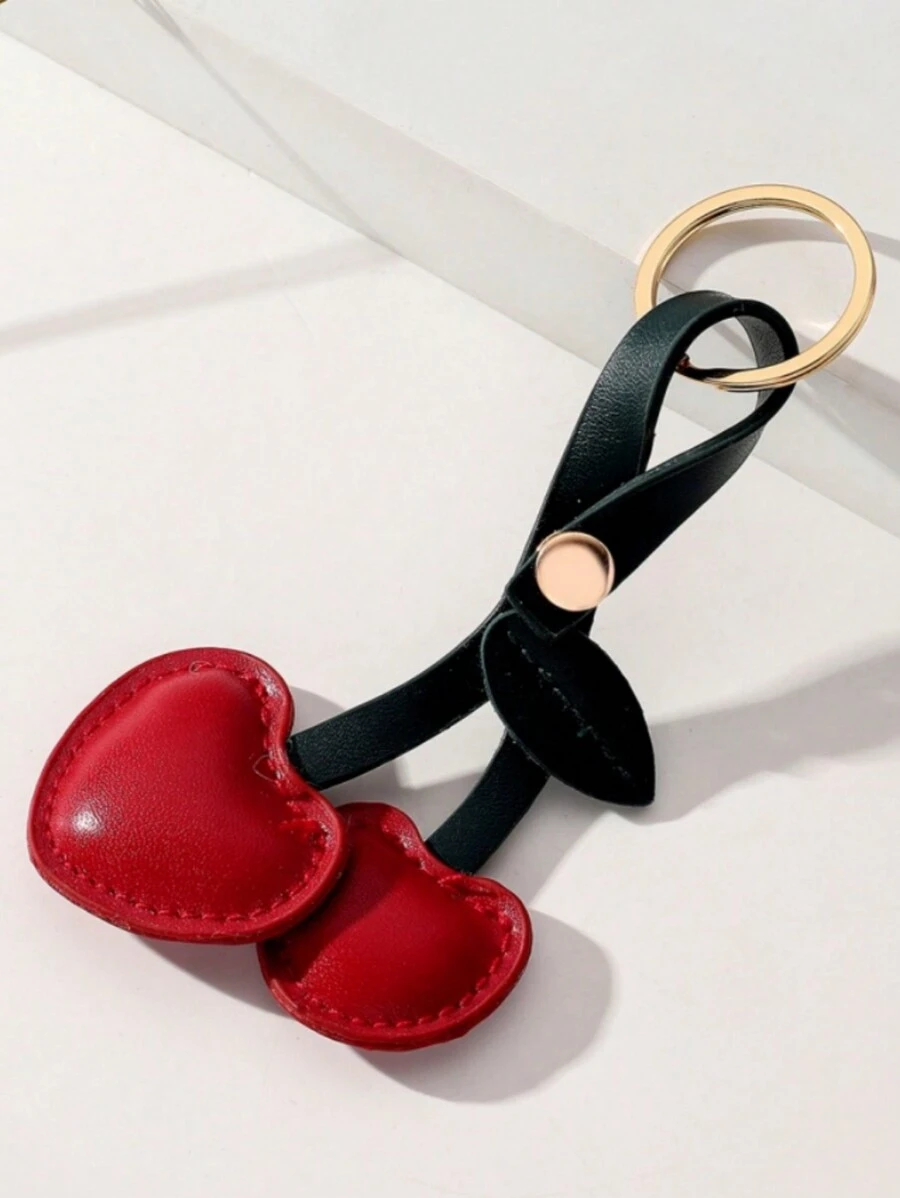 1pc Ladies' New Creative Leather Cherry Keychain Best Friends Gift Bag ...