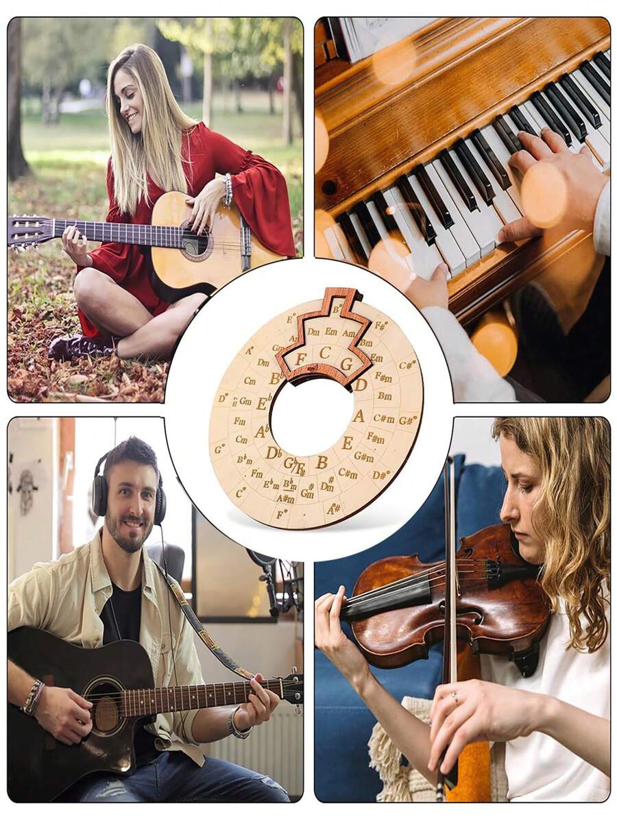 1pcs Wooden Melody Tool, Circle of Fifths Wheel, Circle Wooden Wheel ...