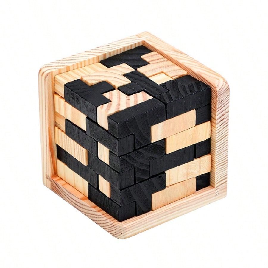 54Pcs Brain Teaser Puzzle Unlock Interlock Game IQ Test Wooden Toy 3D ...