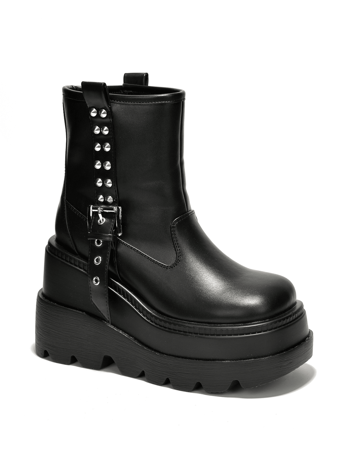 Esska Chunky Platform Stud Buckle Ankle Boots | SHEIN USA