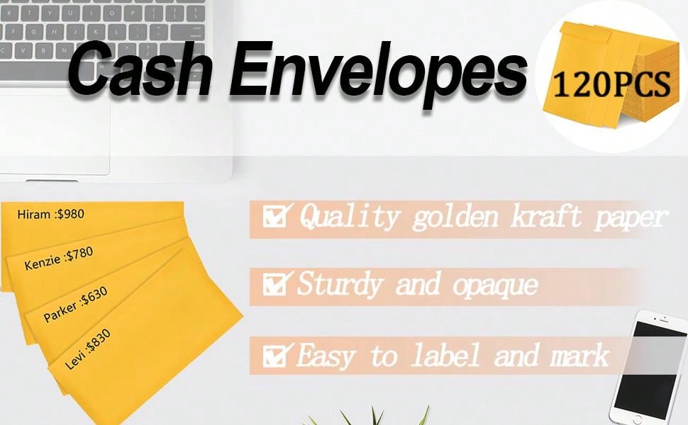 120 Cash Envelopes, 3.2x6.6 Inch Cash Envelopes, Brown Kraft Money ...