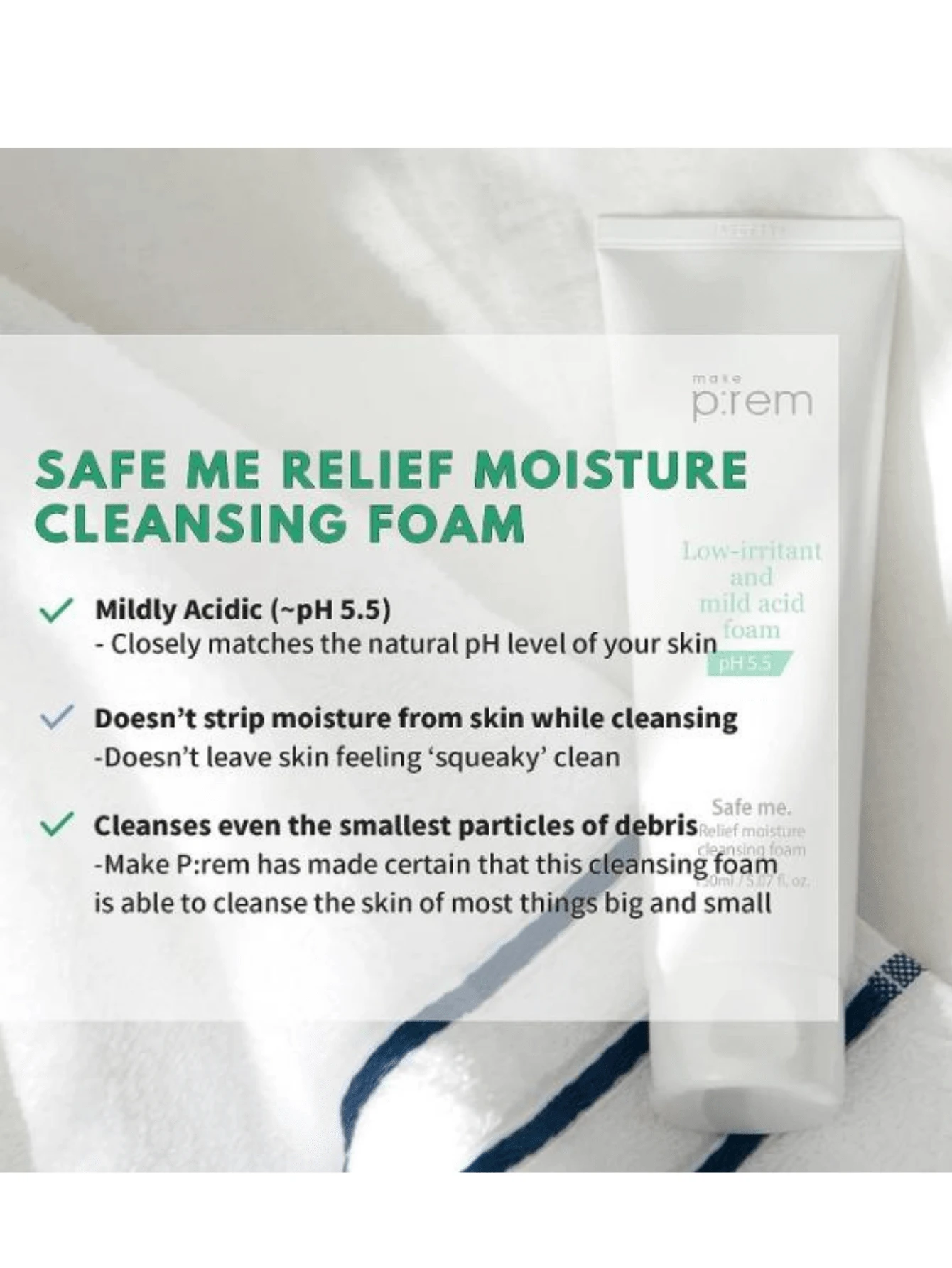 MAKE P:REM Safe Me Relief Moisture Cleaser Cleansing Foam Vegan | SHEIN USA