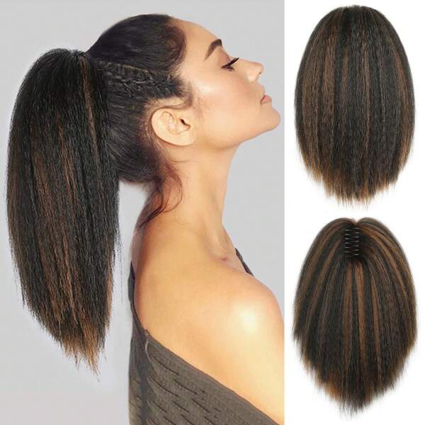 12 Inch Kinky Straight Ponytail Extension Claw Clip In Ponytail Hair ...