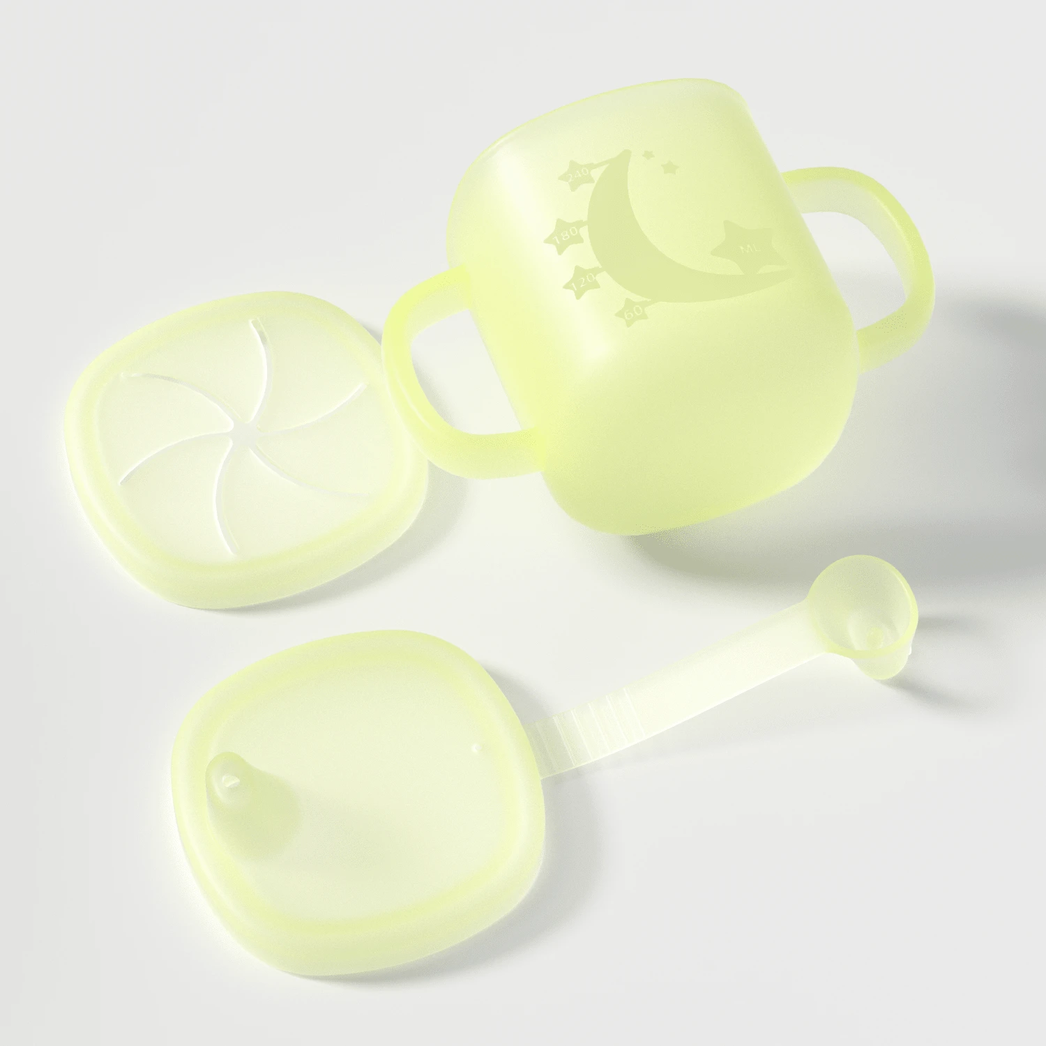 Yellow Double-Lidded Baby Cup With Stars And Moon Shaped Lid, Suitable ...