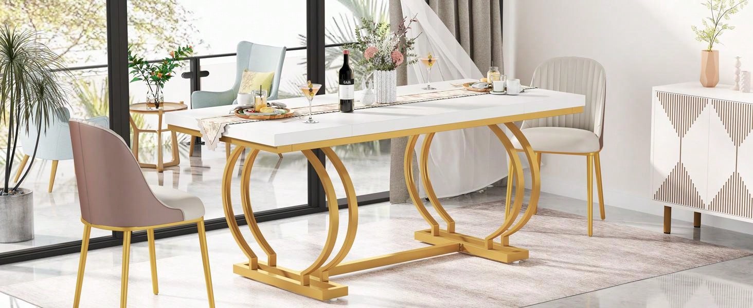 Tribesigns Modern Dining Table, 70.9 inches Wood Dinner Room Table for ...
