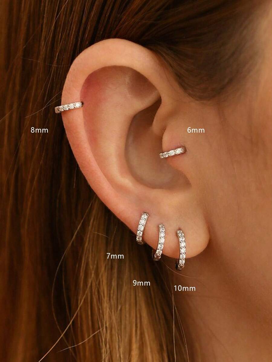 5 Pairs Small Silver Hoop Earrings for Women, Huggie Hoop Earrings for Cartilage Helix Tragus in ...