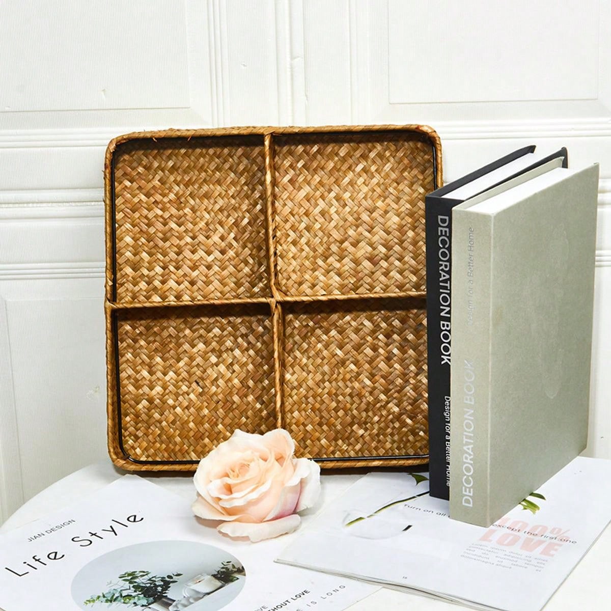 4 compartment square storage baskets for home kitchen tools, storage ...