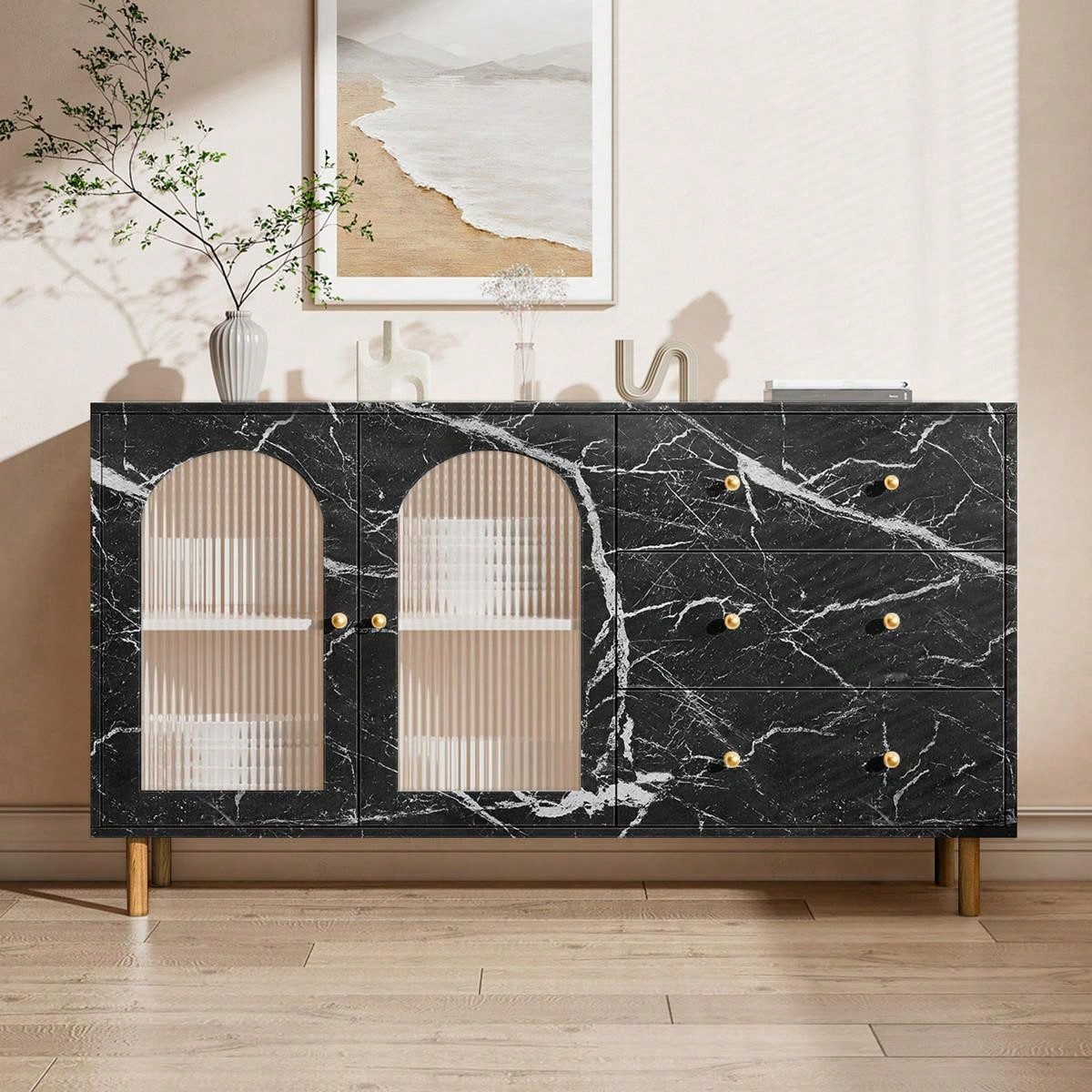 1 stuk Matte Zwart Reliëf Marmer Behang , Waterbestendig , Voor Thuis ...