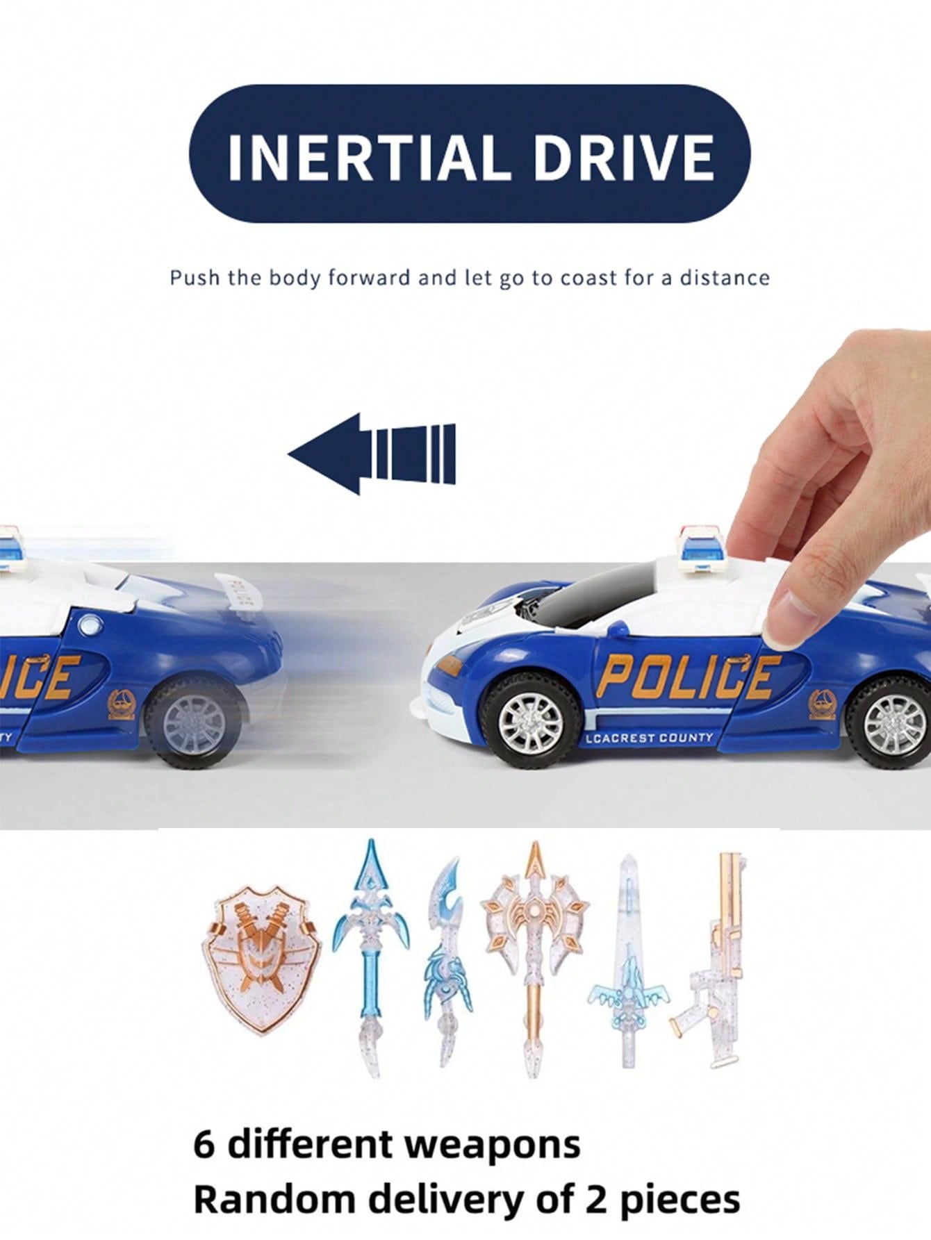 1pc Kids' Inertial Collision Deformation Toy Car With One-button ...