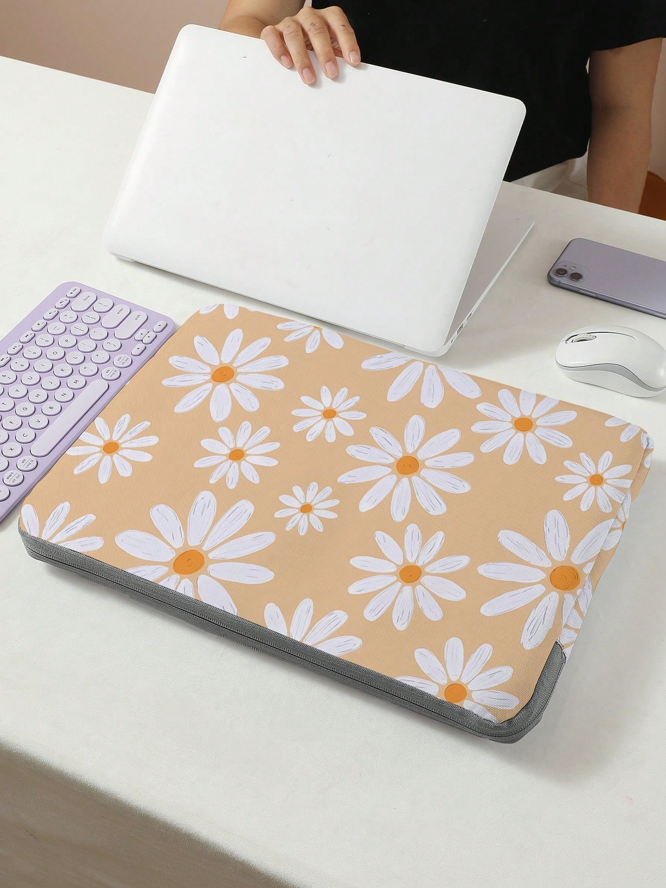 Bolsa De Computador Para Notebook Com Estampa De Flores, Capa De Pano ...