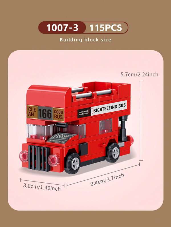 115pcs Double-decker Sightseeing Bus And Vintage Racing Car Mini ...