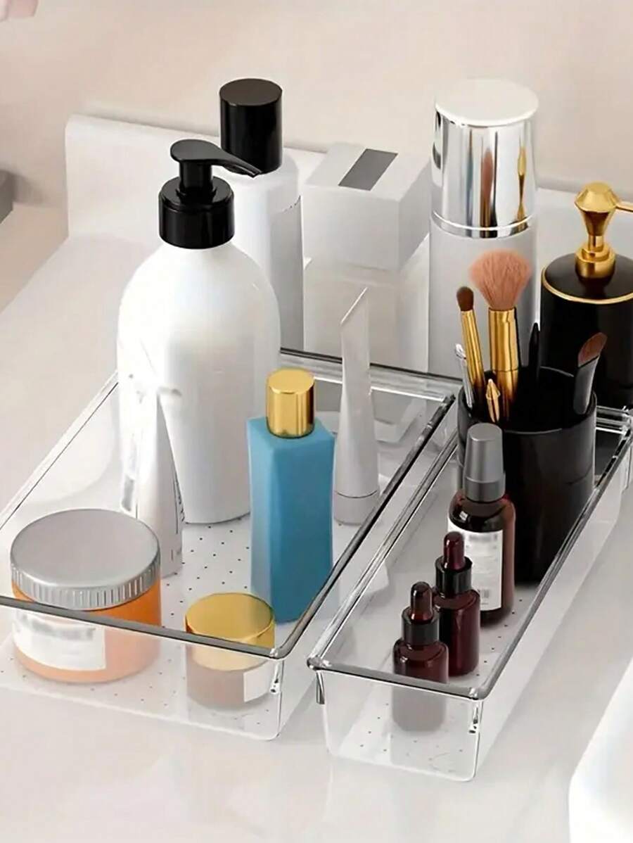 9 PCS Clear Plastic Drawer Organizers Set, 4-Size Versatile Bathroom ...