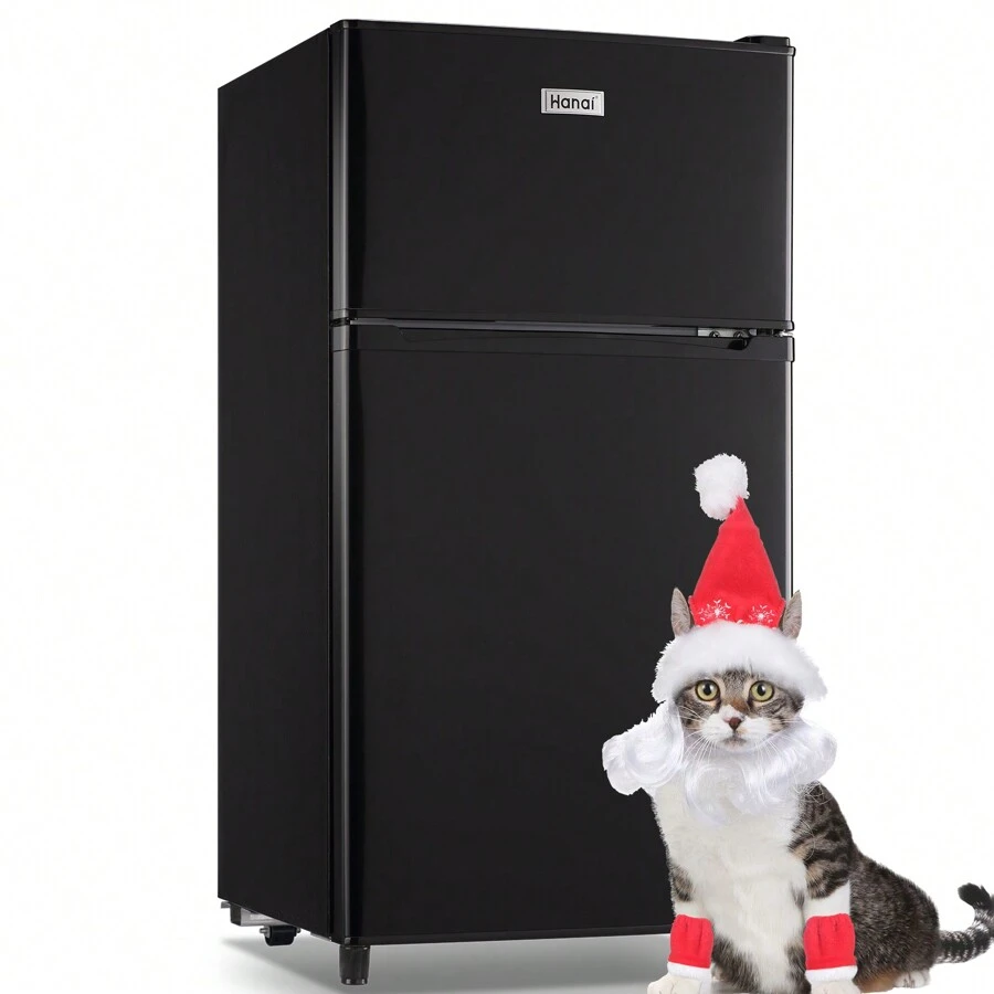 WANAI Compact Refrigerator 3.5 CU.FT Double Door Mini Fridge With ...