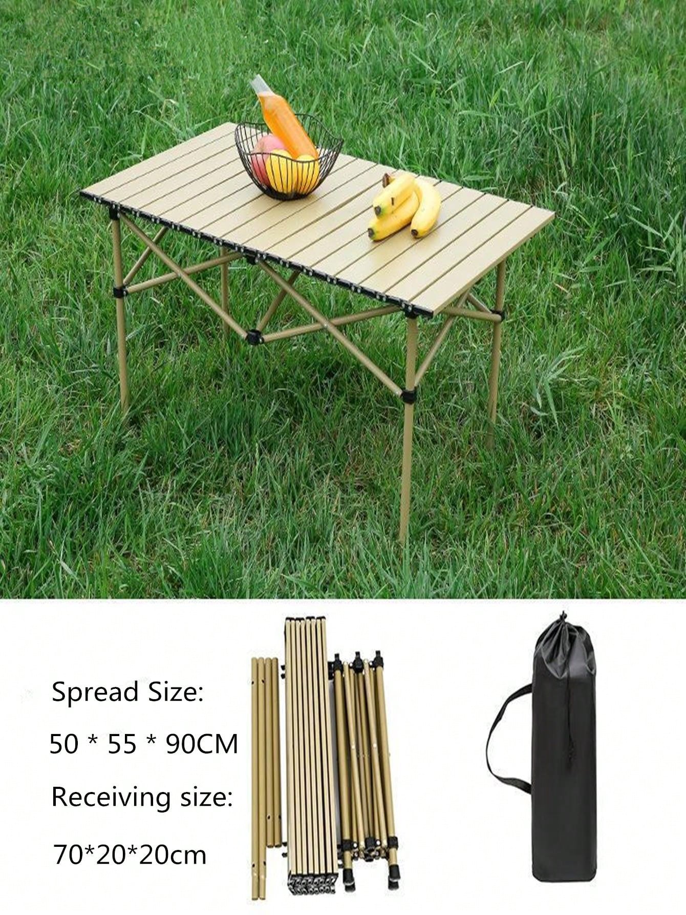 1pc Carbon Steel Roll-up Table For Outdoor Camping, Portable Bbq Table ...