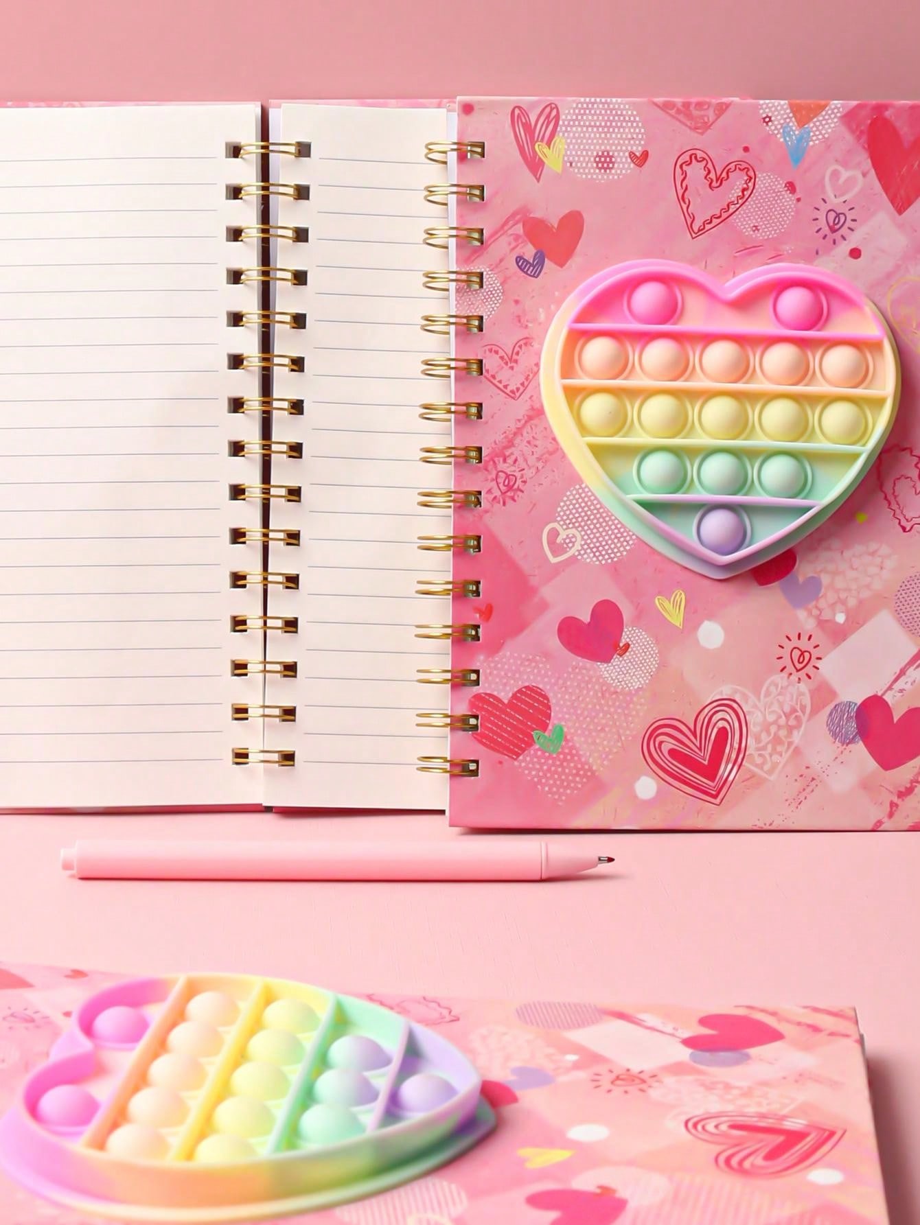 80 Pages Love Heart Notebook, Colorful Lovely Cartoon Heart Design ...