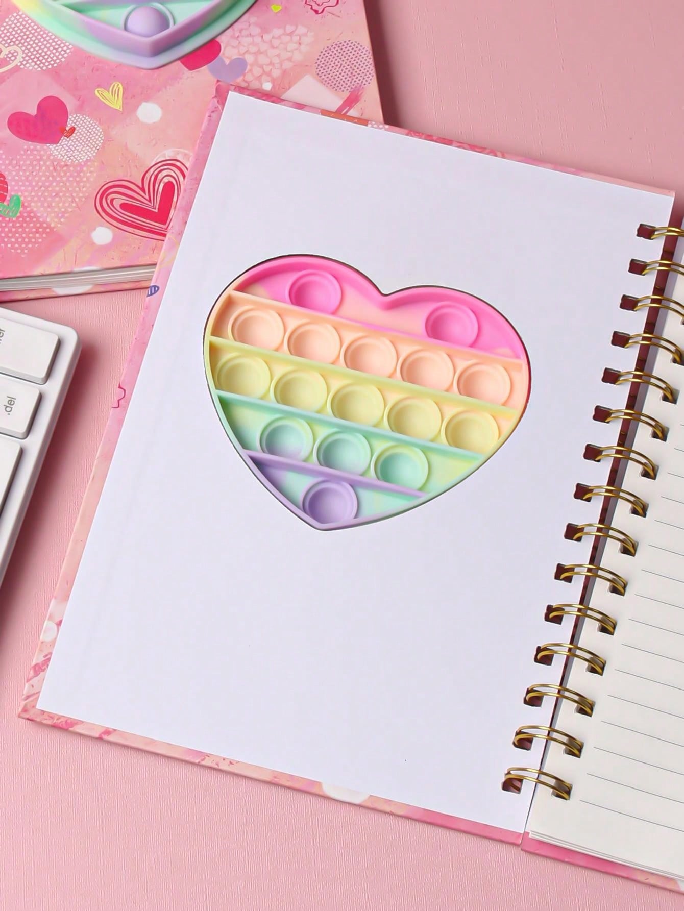 80 Pages Love Heart Notebook, Colorful Lovely Cartoon Heart Design ...