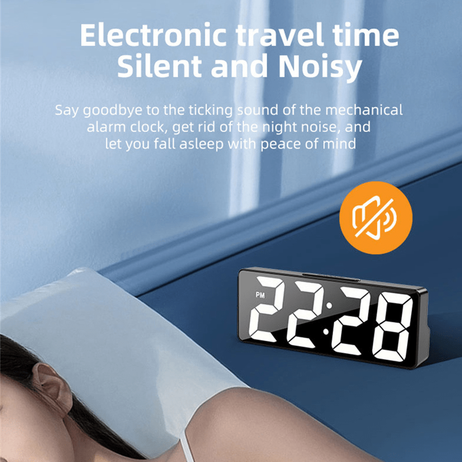 Digital Alarm Clock with Indoor Temperature Large Display, Voice ...