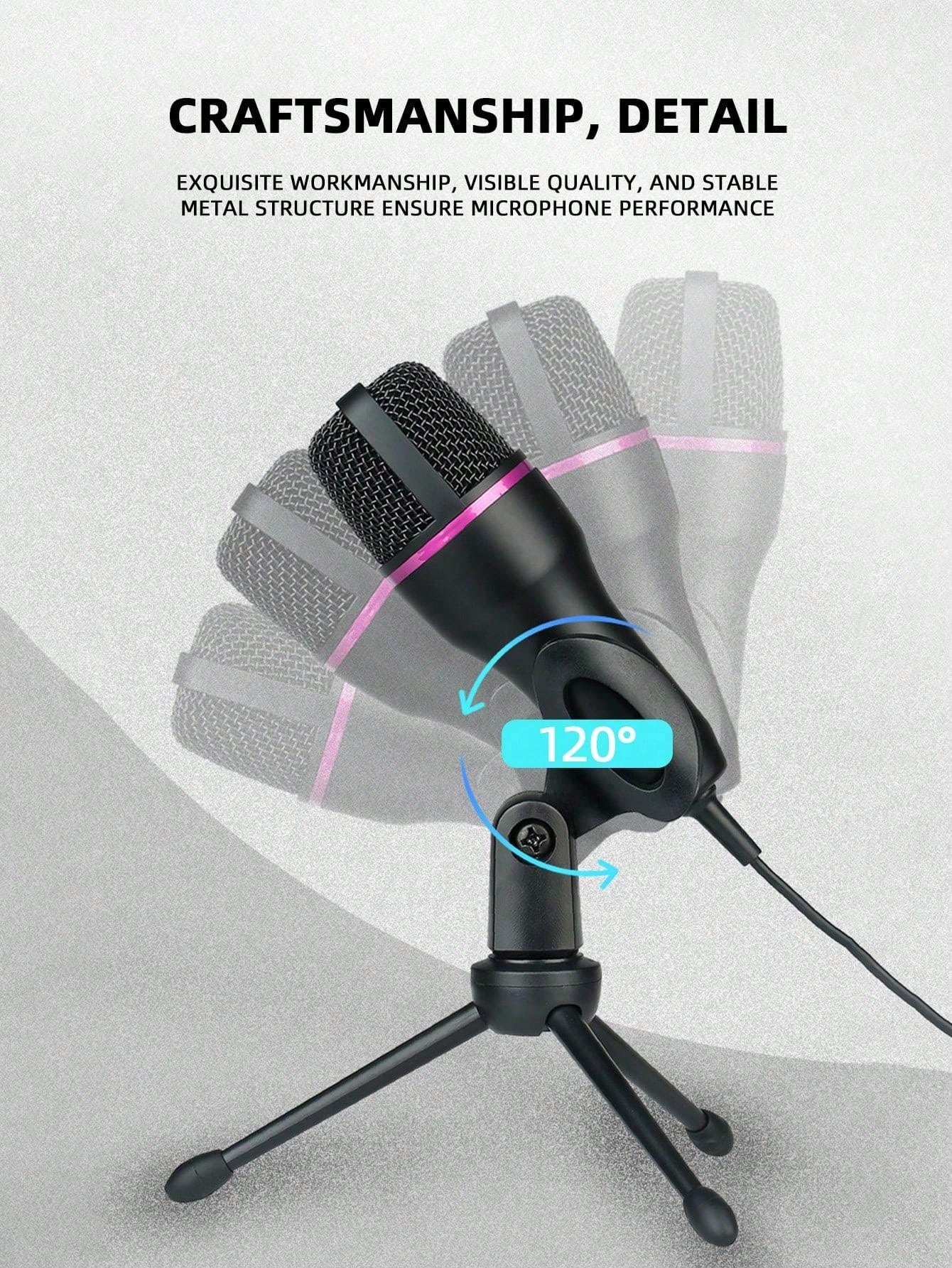 RGB Lighted USB Condenser Gaming Microphone With Tripod Stand And Pop ...