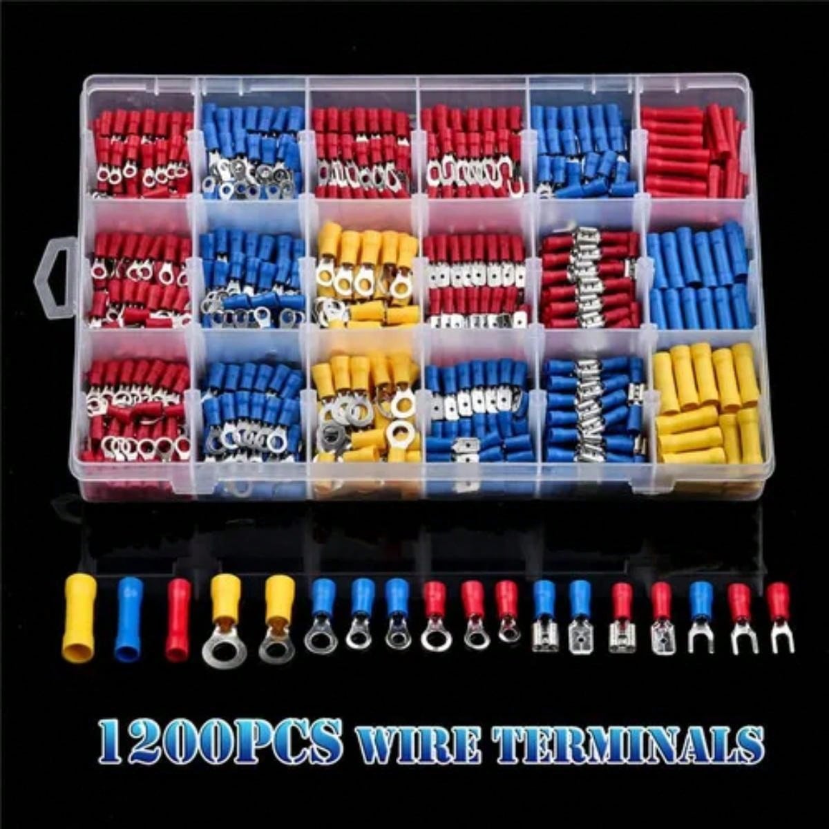 1200pcs Electrical Connector Kit Automotive Insulated Fork Spade Crimp ...