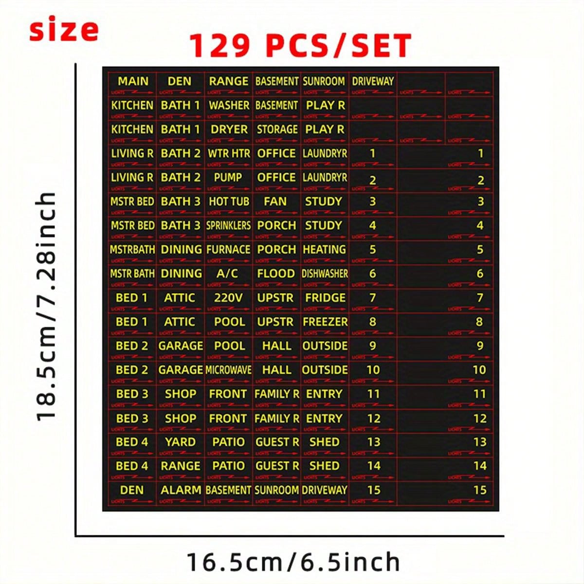 129 Stickers/set Yellow Labels Conspicuous Identification Stickers ...
