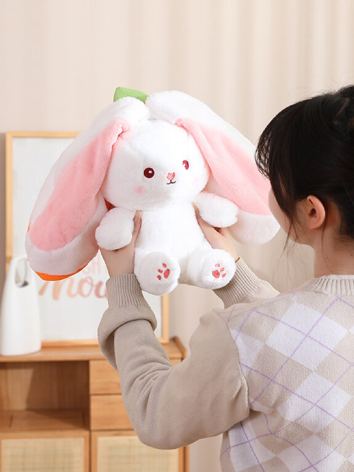 Strawberry Bunny Stuffed Animal Reversible Cute Rabbit Carrot ...