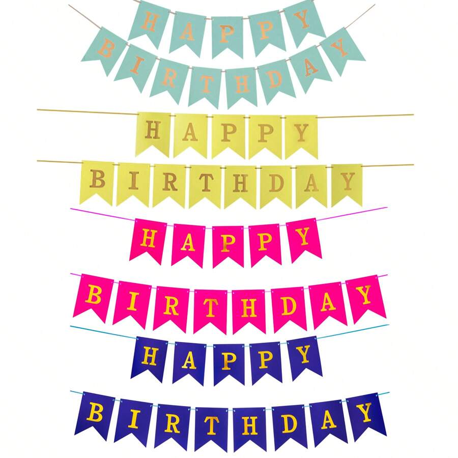 13-piece Set Happy Birthday Bronzed Gold Fishtail Flag 100th Day Party ...