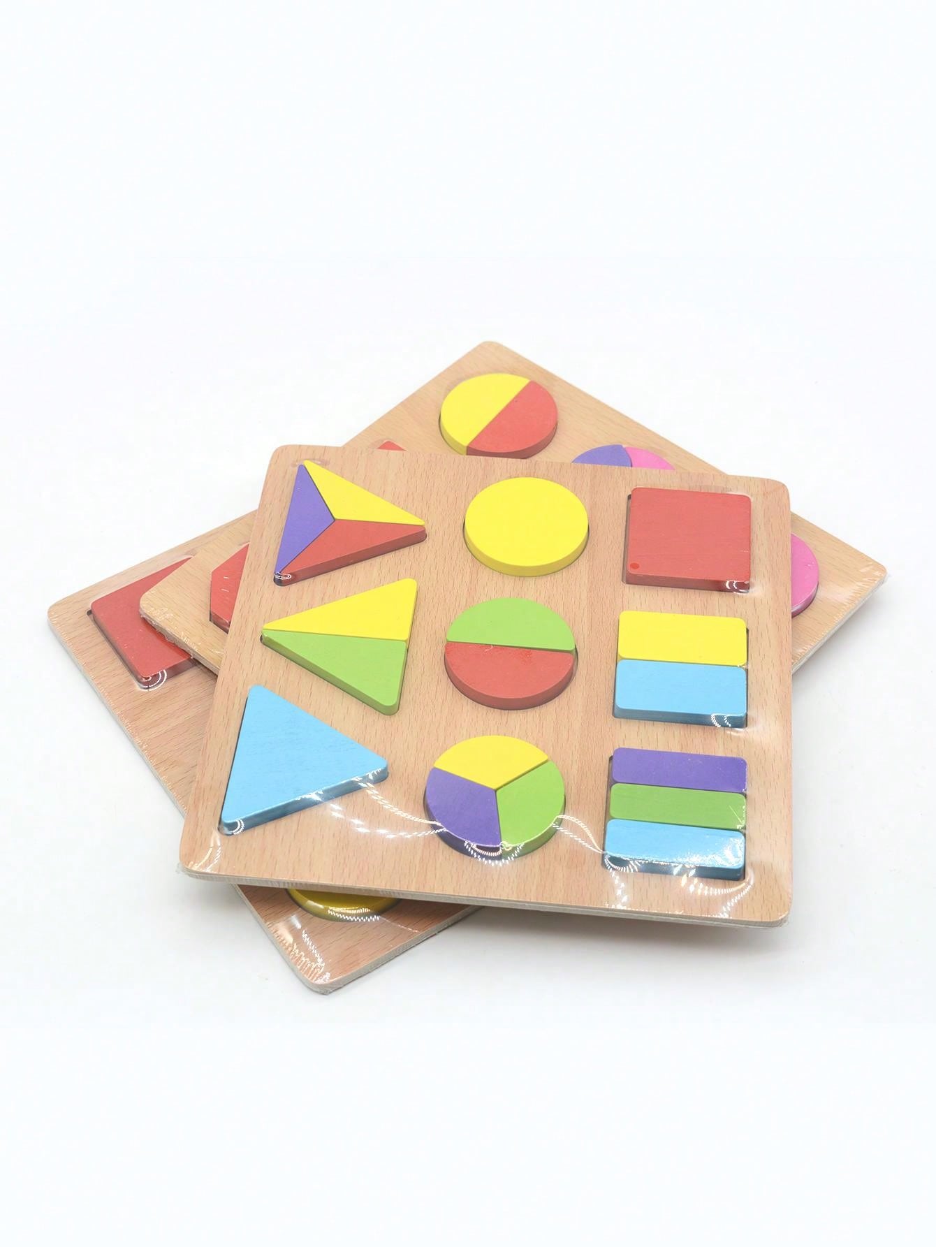 1 pcs wooden shape matching board children's toy circle triangle square ...