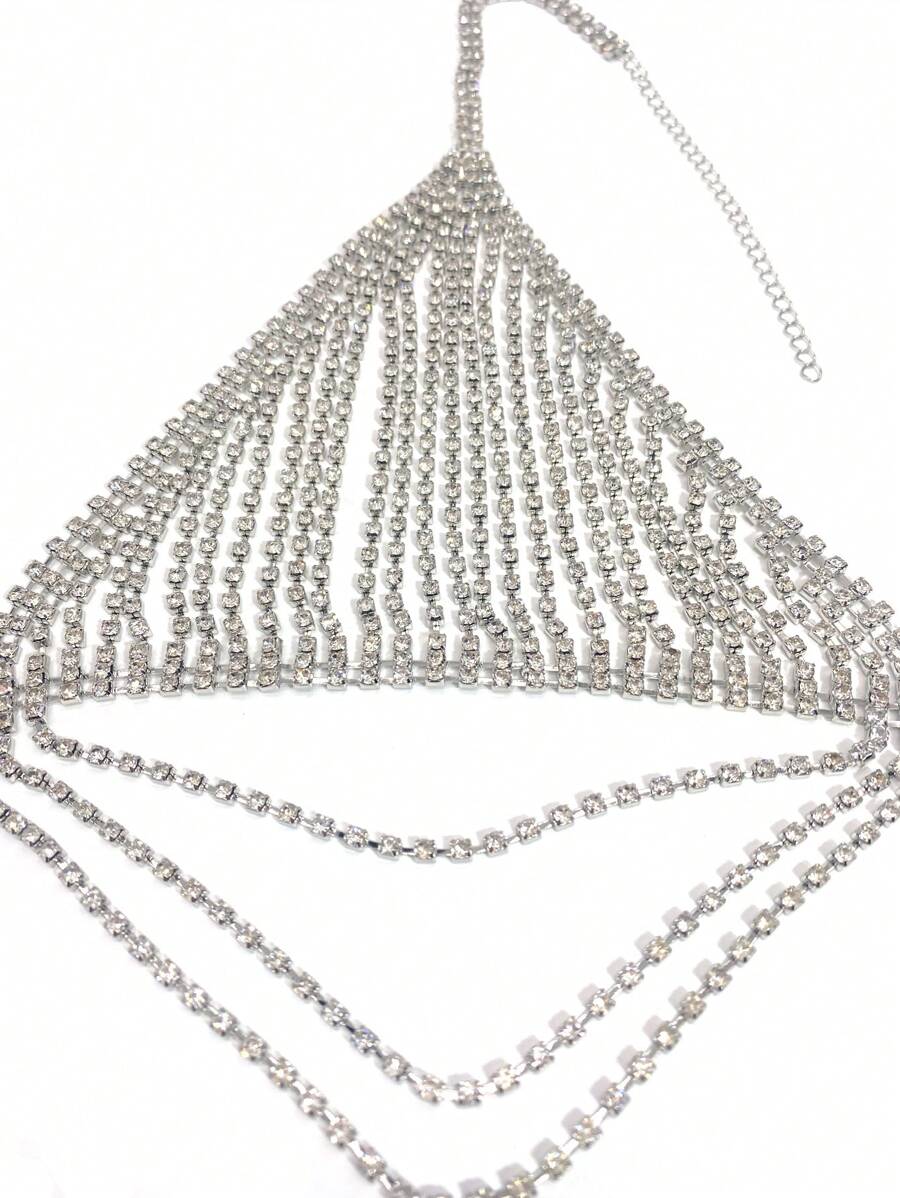 Beach Bikini Set With Body Chain Bra Chain And Fringes For Summer For