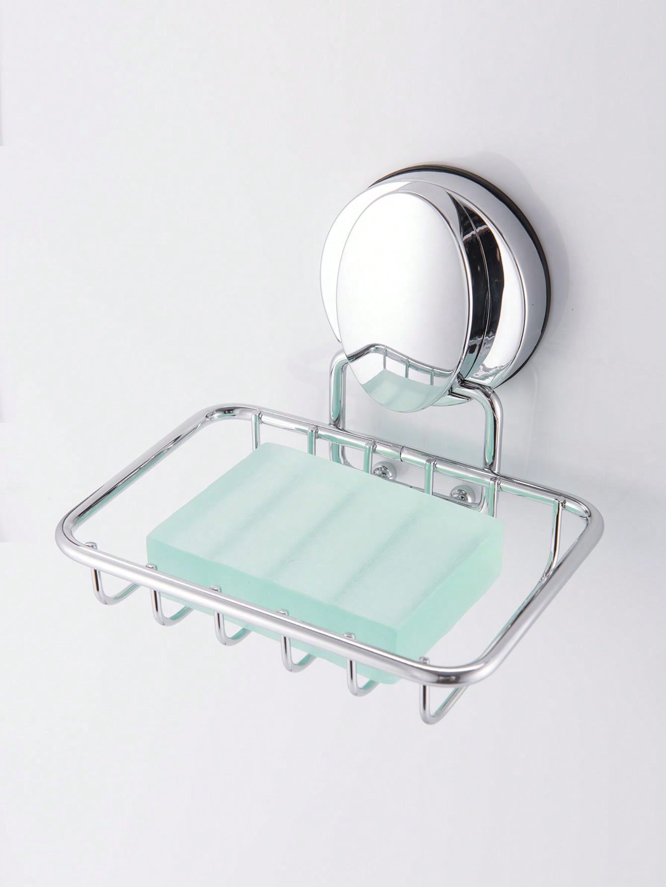 Durable Iron Soap Rack With Wall Mounted Suction Cups, Silver Oval ...
