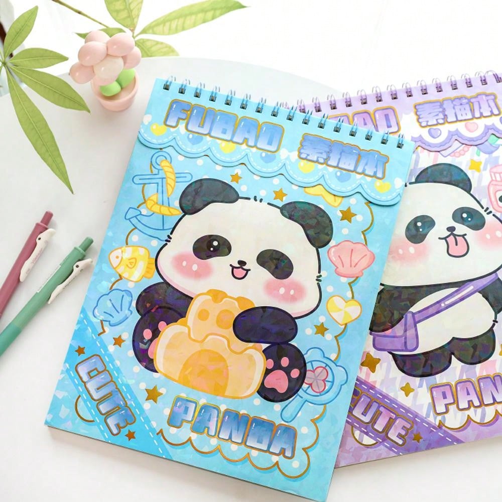 Fubao A4 Panda Themed Sketchbook, Spiral Bound Drawing Book With Thick ...