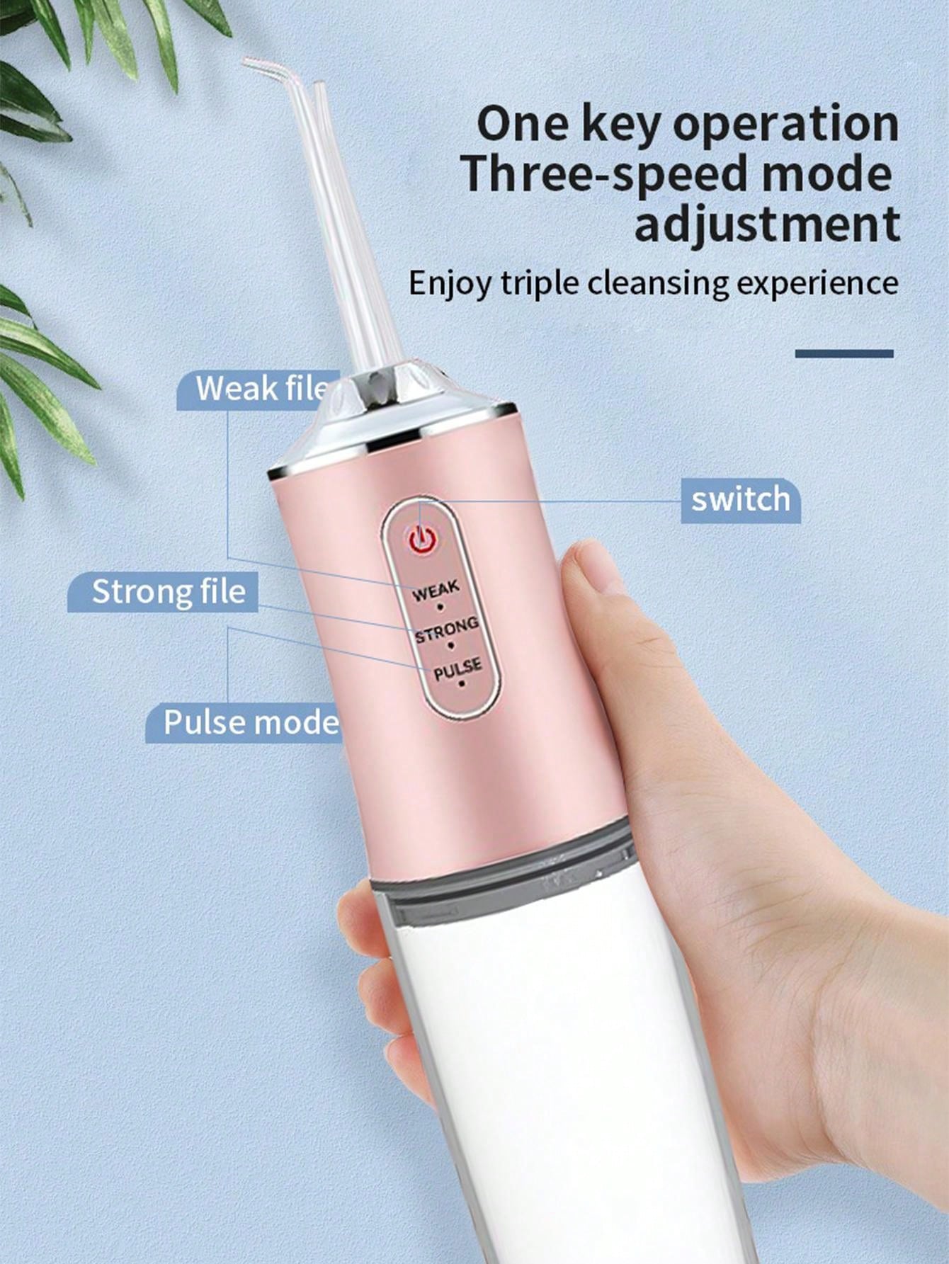 Pink Portable Dental Water Jet, Oral Irrigator With Pulsating Jet ...