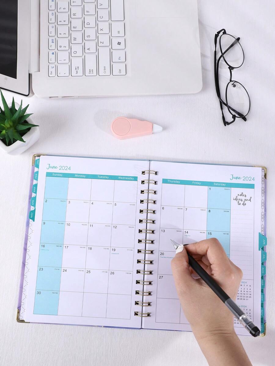 2024 English Planner Notebook, A5 Spiral Notebook, Weekly Schedule ...