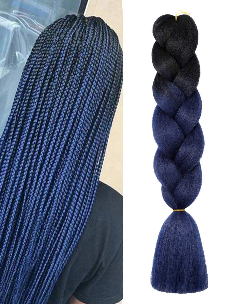 Ombre Blue Braiding Hair 24 Inch Braid Hair Extensions 3Pcs Pre ...