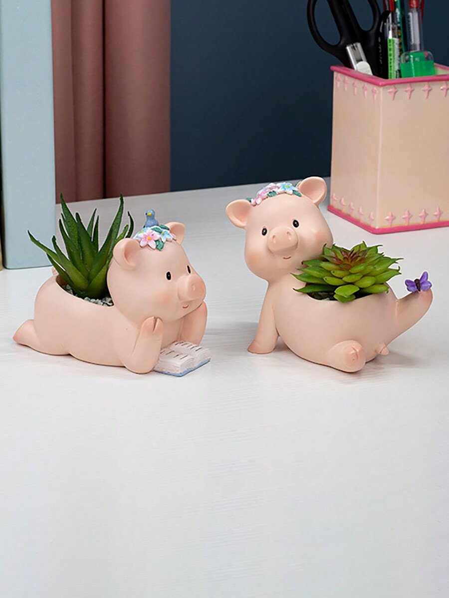 Creative Cute Pig Cartoon Multifunctional Succulent Plant Pot Set ...